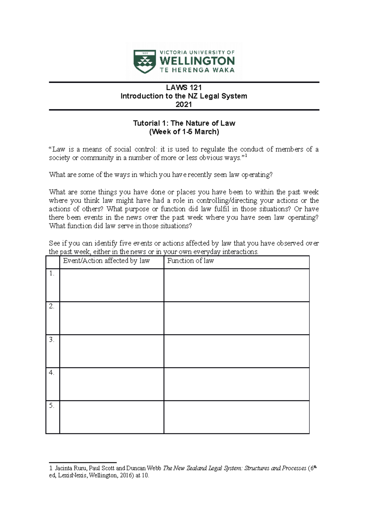 LAWS 121 2021 Tutorial 1 Nature of Law - LAWS 121 Introduction to the ...