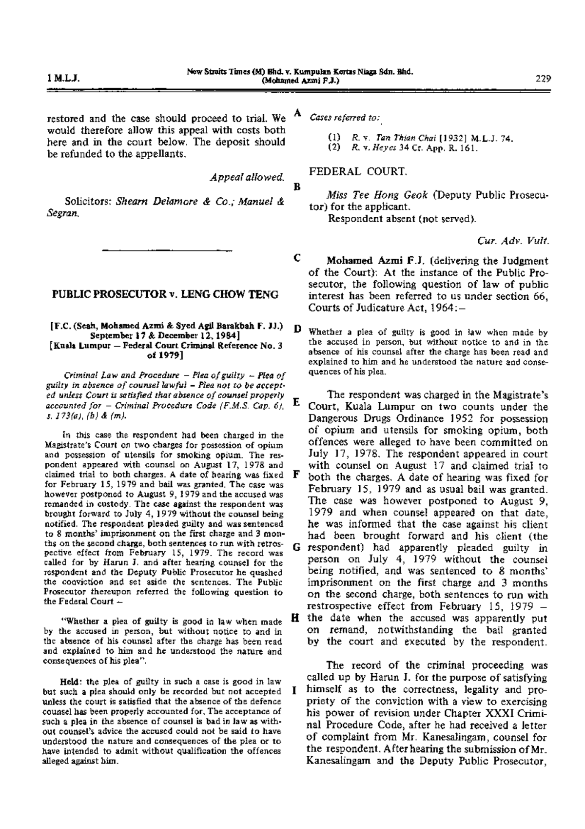 Public Prosecutor v LENG CHOW TENG - Law of Evidence I - Studocu