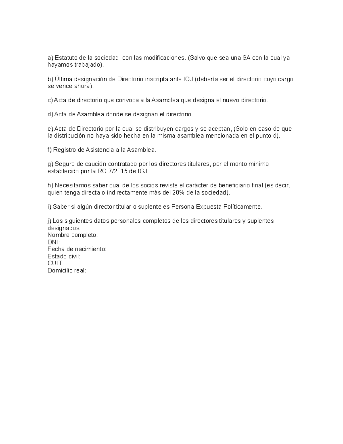 Listado doc para art 60 - COMO HACER UN ARTICULO 60 - a) Estatuto de la ...