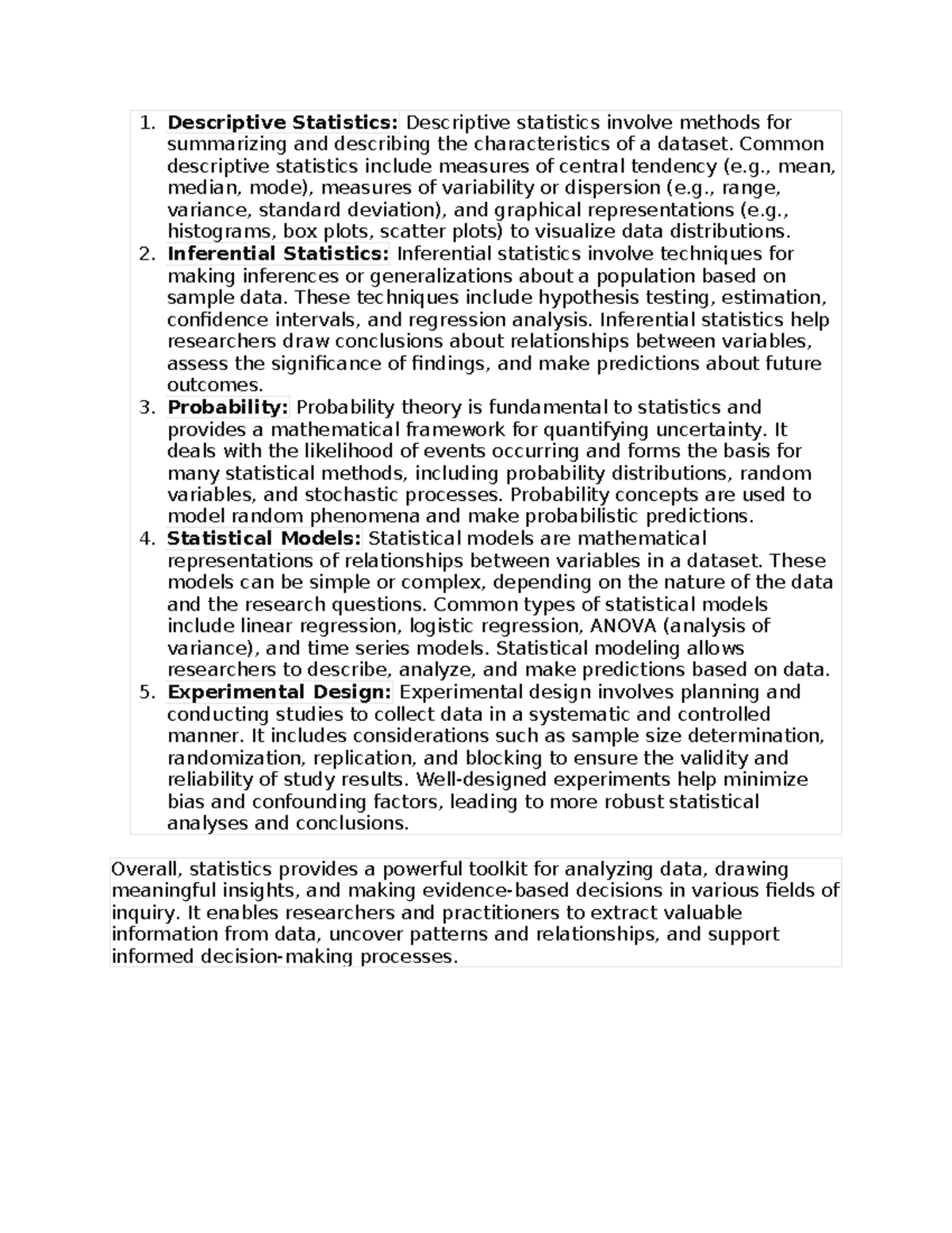 Statistics - Common descriptive statistics include measures of central ...