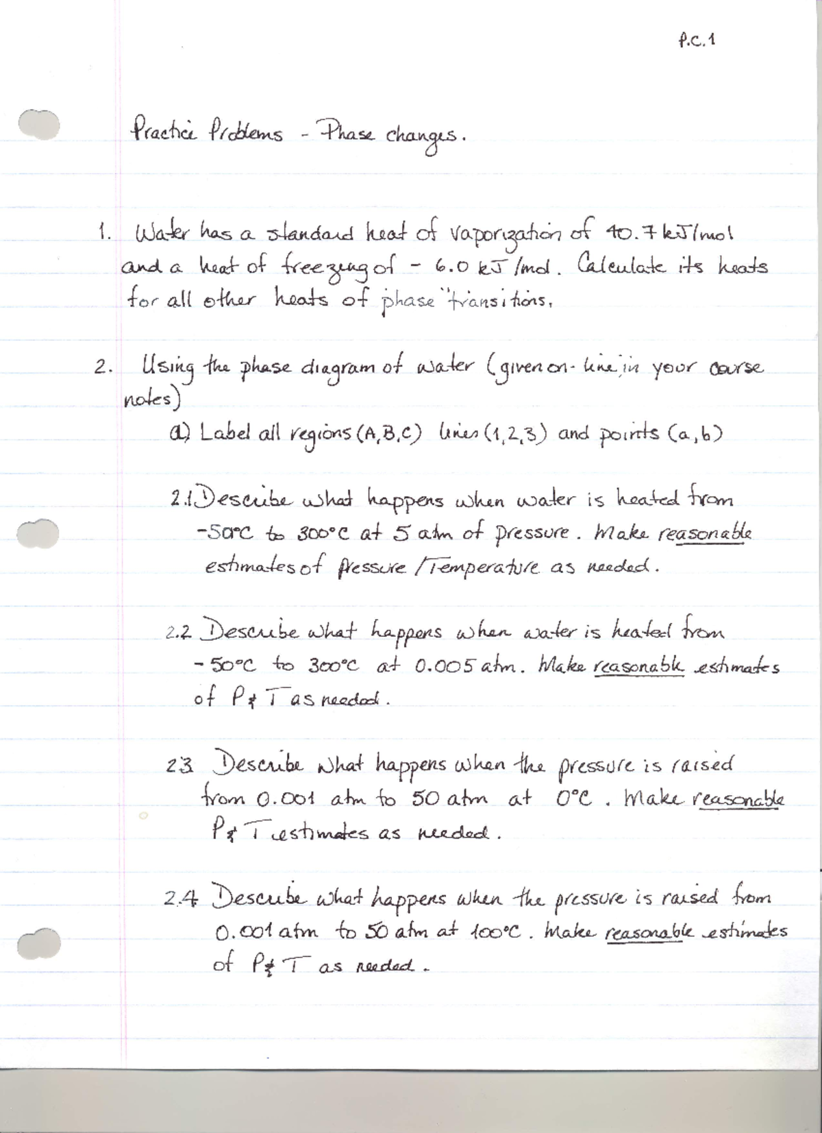 13 Phase Changes - Practice Problems - P. 1 Practice Problems Phase ...