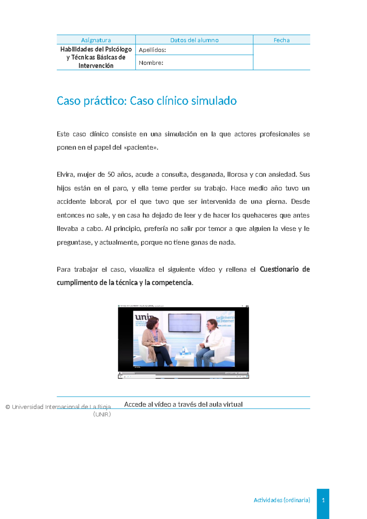 Psisa 03 cp2 1 - Caso práctico: Caso clínico simulado - © Universidad ...