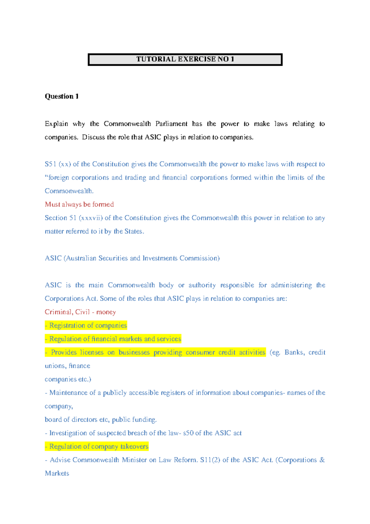 Tutorial Exercise No 1 Tutorial Exercise No 1 Question 1 Explain Why The Commonwealth