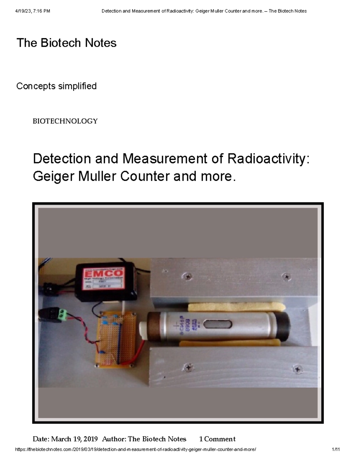 Detection-and-Measurement-of-Radioactivity -Geiger-Muller-Counter - The ...