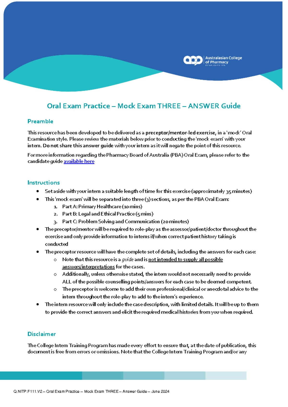 Oral Exam Practice - Mock Exam Three - Answer Guide - Oral Exam ...