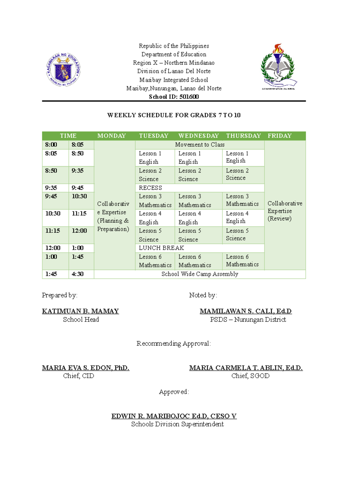 Masibay IS-NLC-Class Program - Republic of the Philippines Department ...