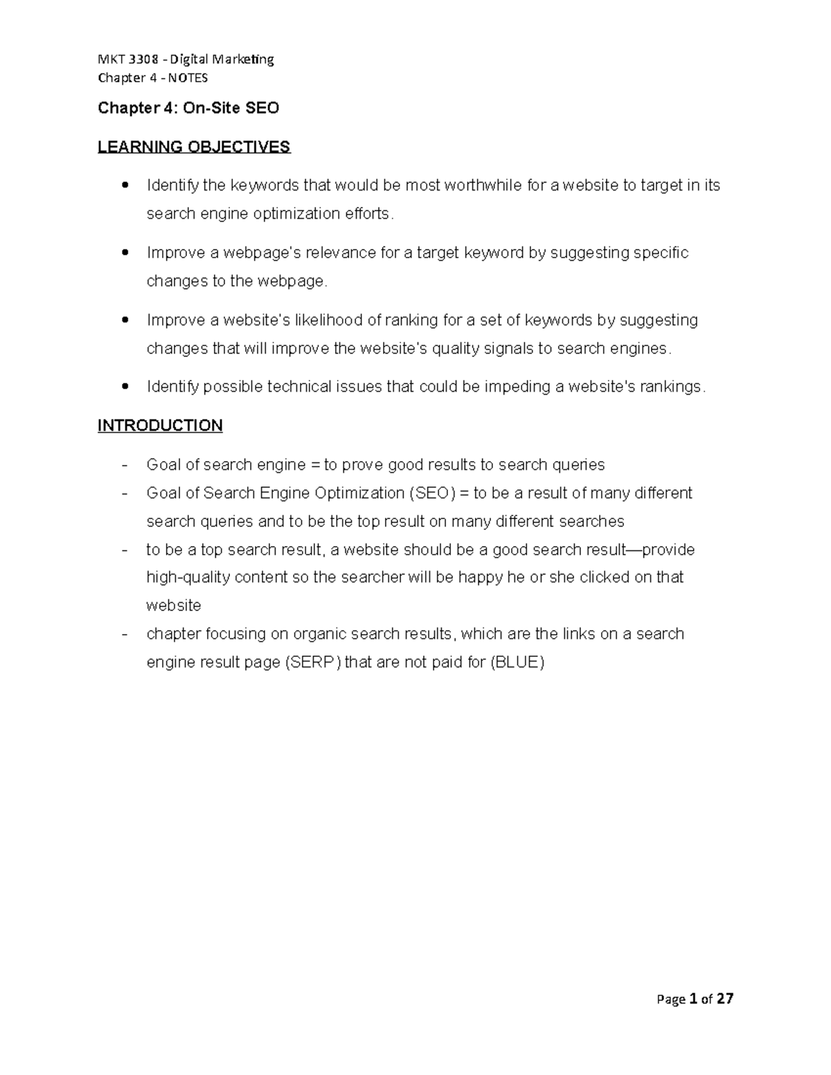 Digital Marketing Chapter 4 - Notes - MKT 3308 - Digital Marketing ...