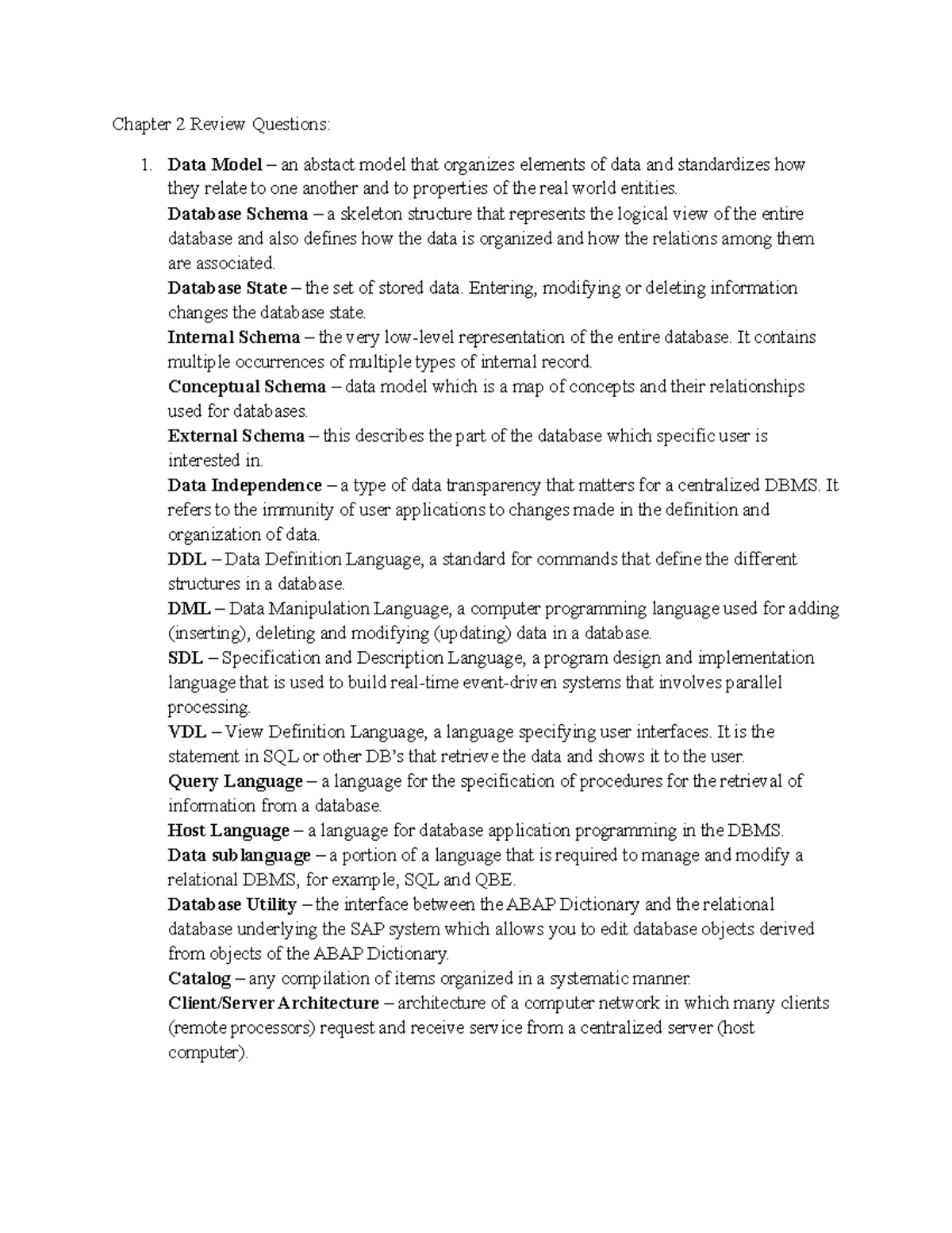 Chapter 2 Review Questions - Chapter 2 Review Questions: Data Model ...