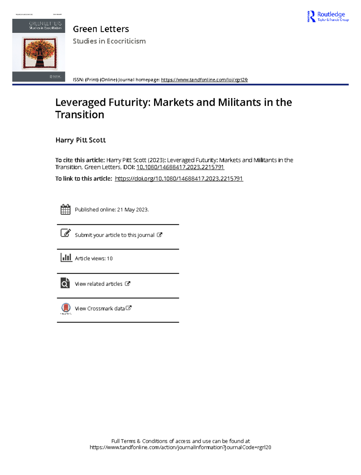 Leveraged Futurity Markets and Militants - 1080/14688417. To link to ...