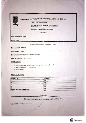 PDC Dzacho - SLIDES - Process Dynamics, Modelling and Control - Studocu