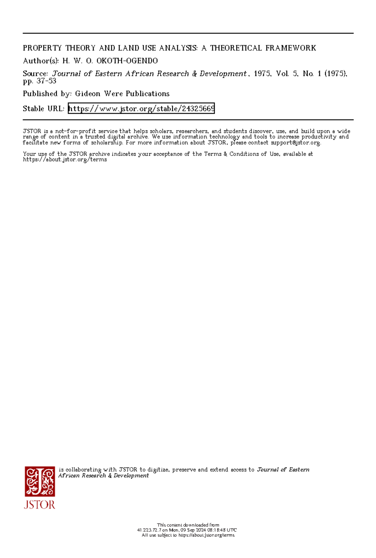 Propert theory and Land Use Analysis - PROPERTY THEORY AND LAND USE ...