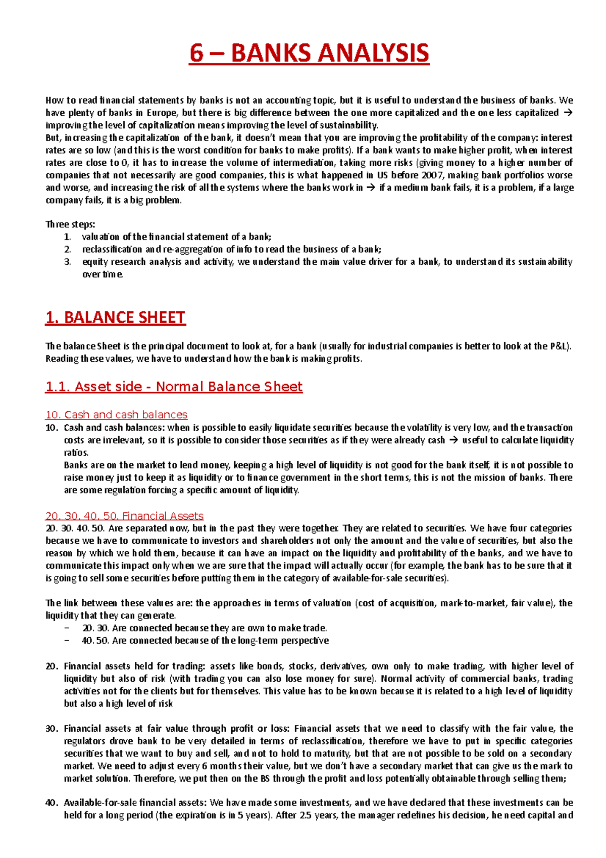 6V- Banks Analysis - 6 – BANKS ANALYSIS How to read financial ...