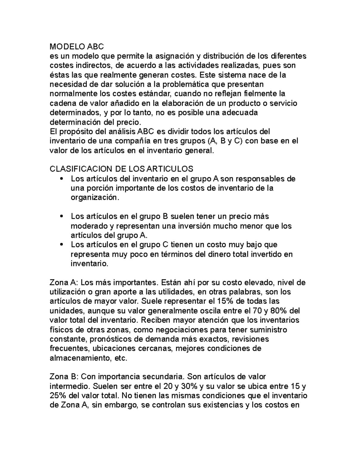 Modelo abc implementacion - MODELO ABC es un modelo que permite la ...