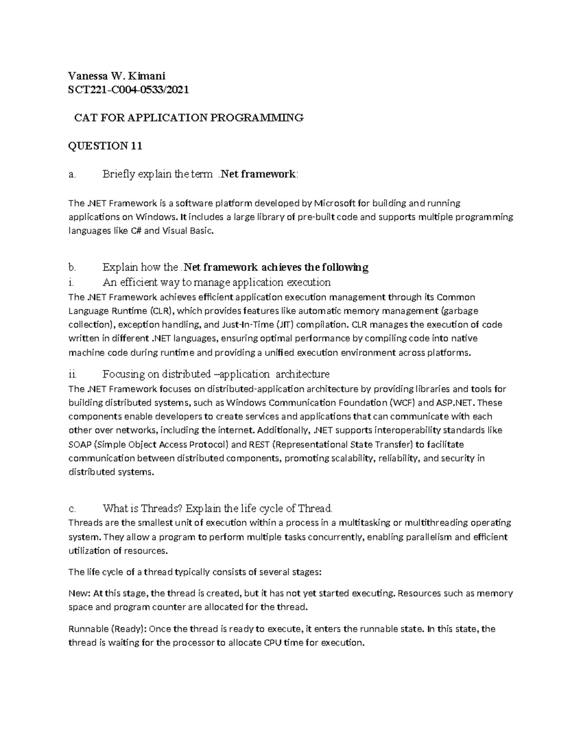 Application Programming Assignment Vanessa W Kimani Sct221 C004 0533 Cat For Application