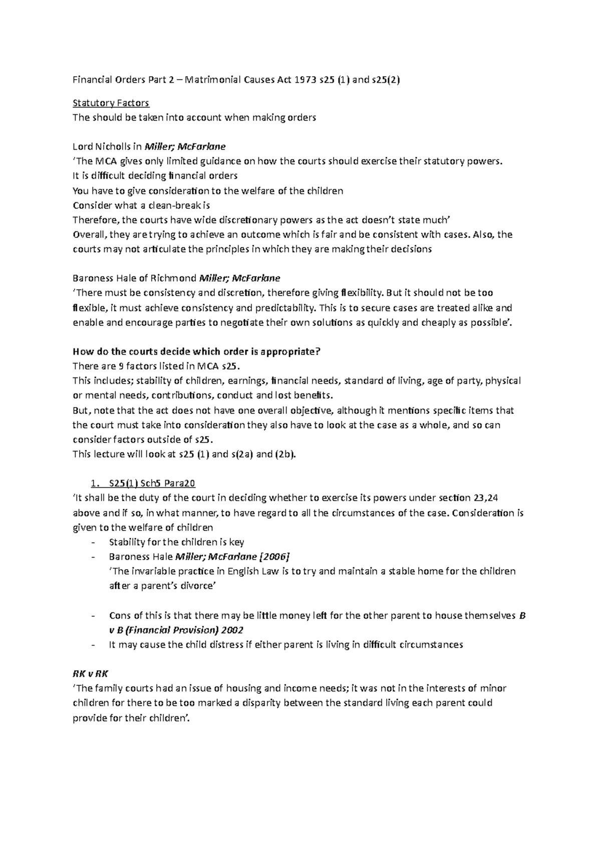 2. FO - Statutory Factors - Financial Orders Part 2 – Matrimonial ...