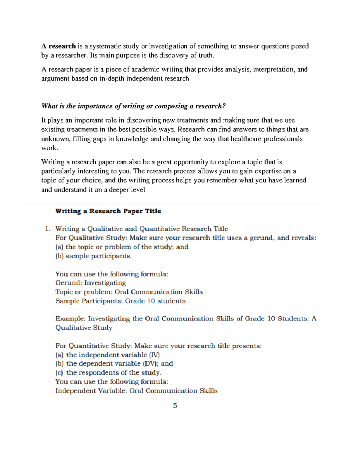 Grade 10 Research Worksheet - A research is a systematic study or ...