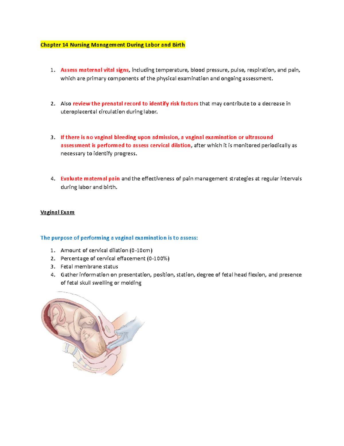 RN Maternity Ch14 Outline - Chapter 14 Nursing Management During Labor ...