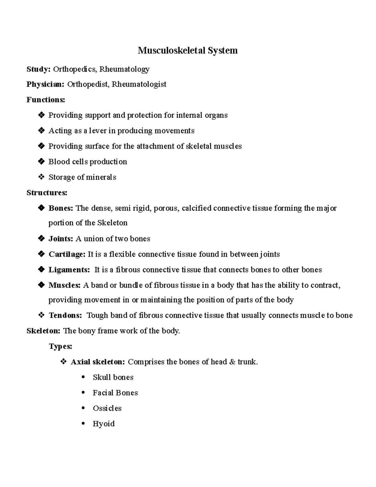 Musculoskeletal system - Musculoskeletal System Study: Orthopedics ...