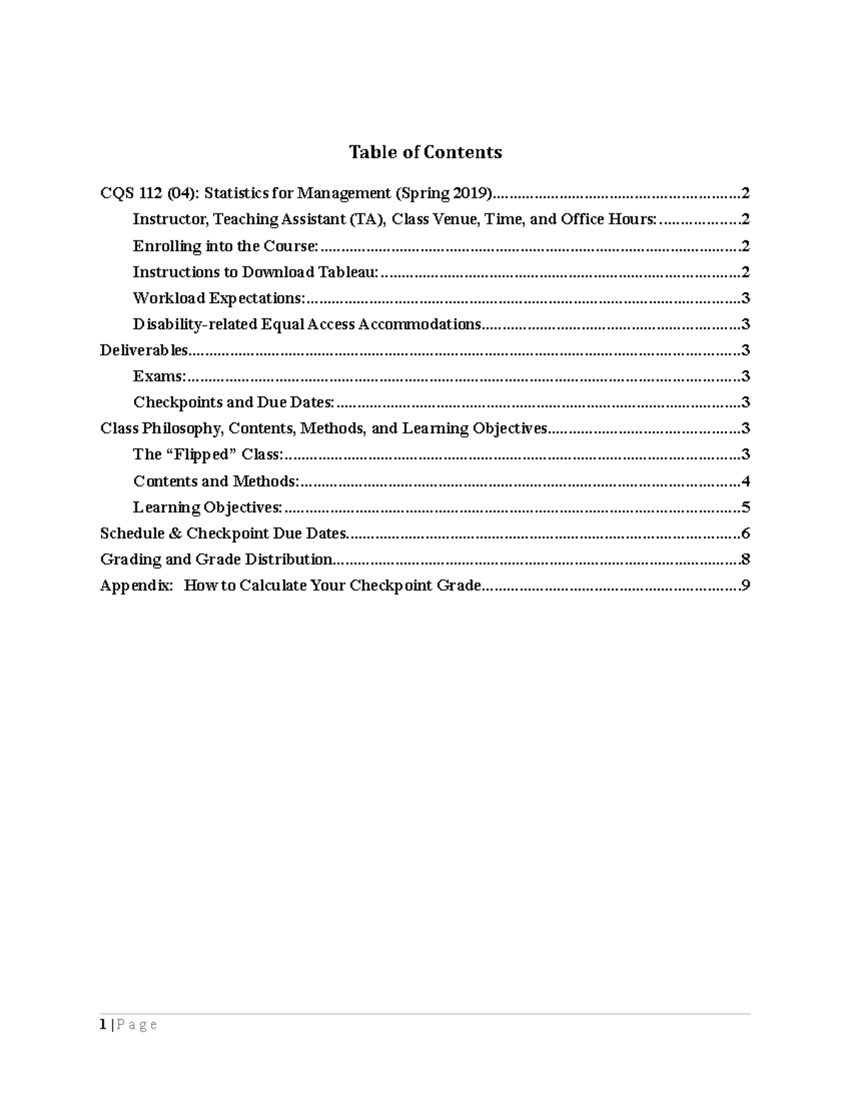 Syllabus CQS 112 - Table of Contents CQS 112 (04): Statistics for ...