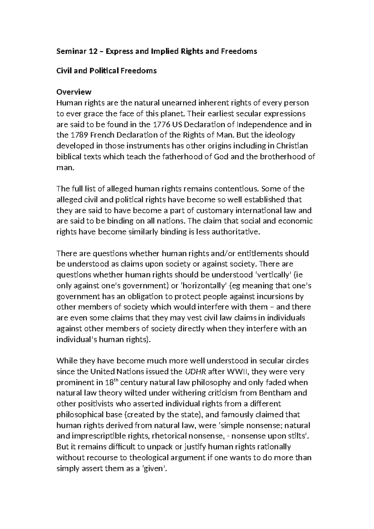 Seminar 12 Constitutional Notes Week 12 - Seminar 12 – Express and ...