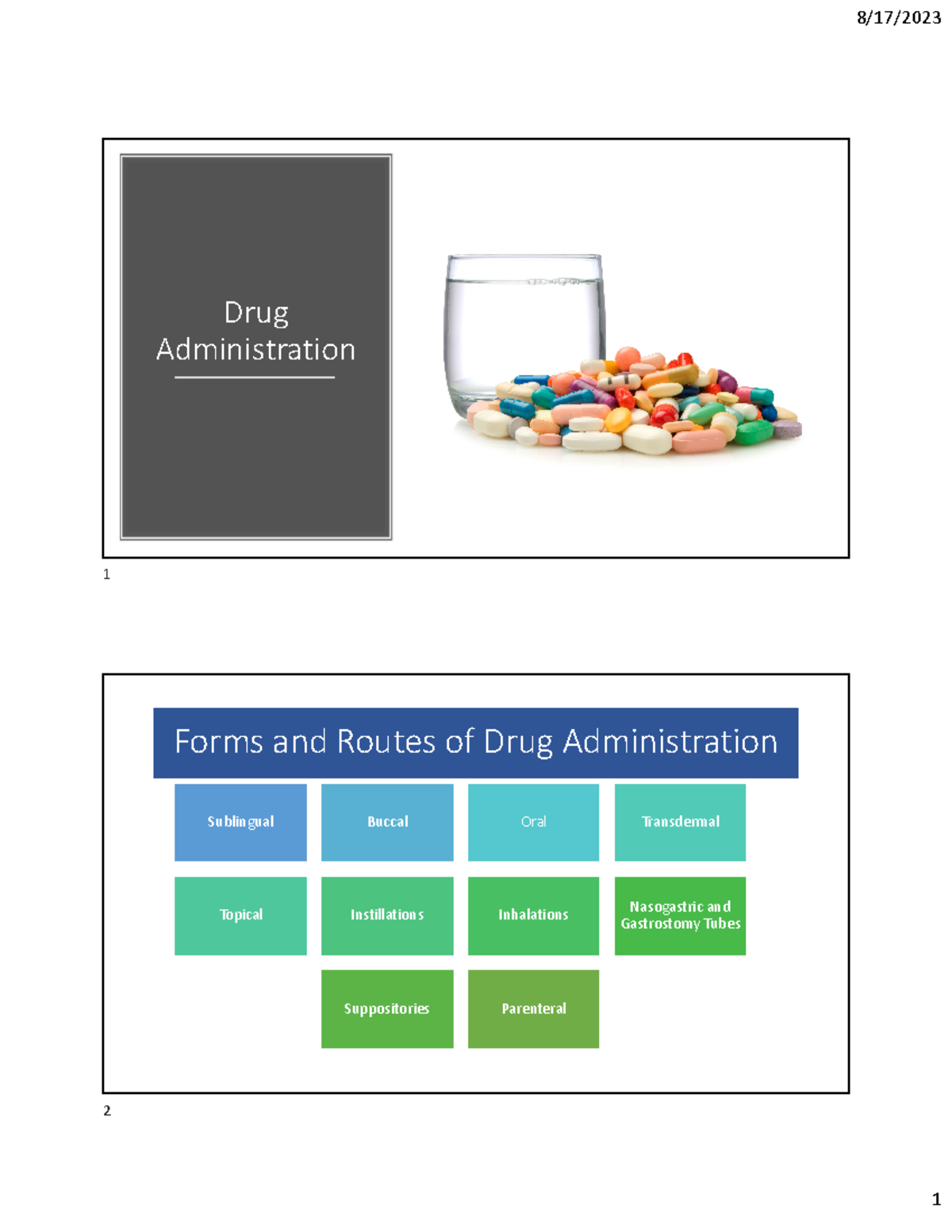 Administration lect - Drug Administration Forms and Routes of Drug ...