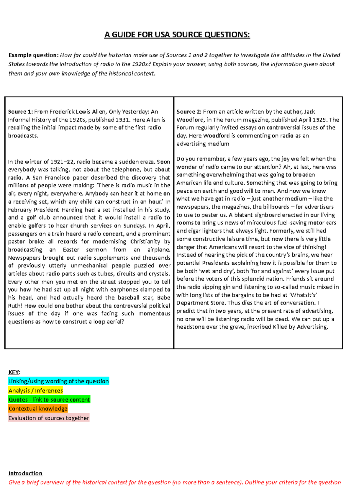 A guide to USA source questions - A GUIDE FOR USA SOURCE QUESTIONS ...