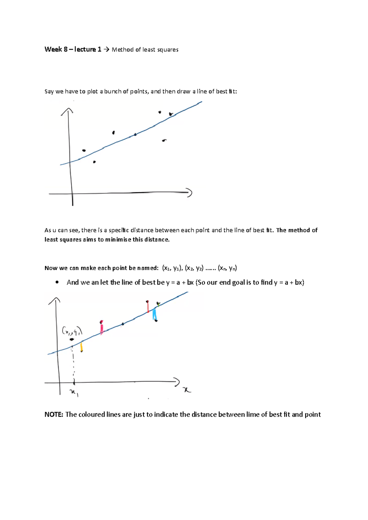 Maths 1011 Least Squares And Finite Sums Week 8 Lecture 1 Method Of Least Squares Say We