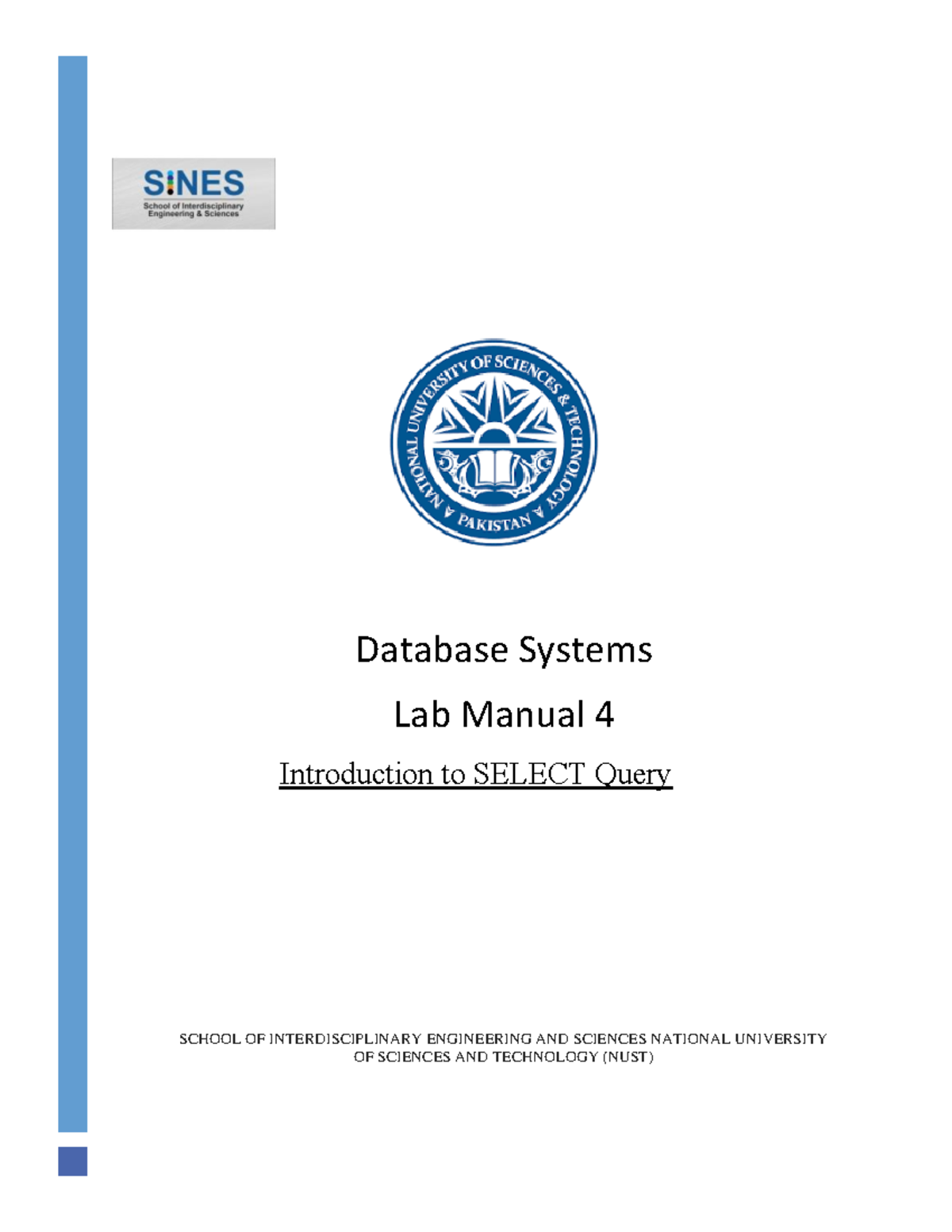 Data Base Lab 4 Lab Work For Hands On Practice Database Systems Lab Manual 4 Introduction To