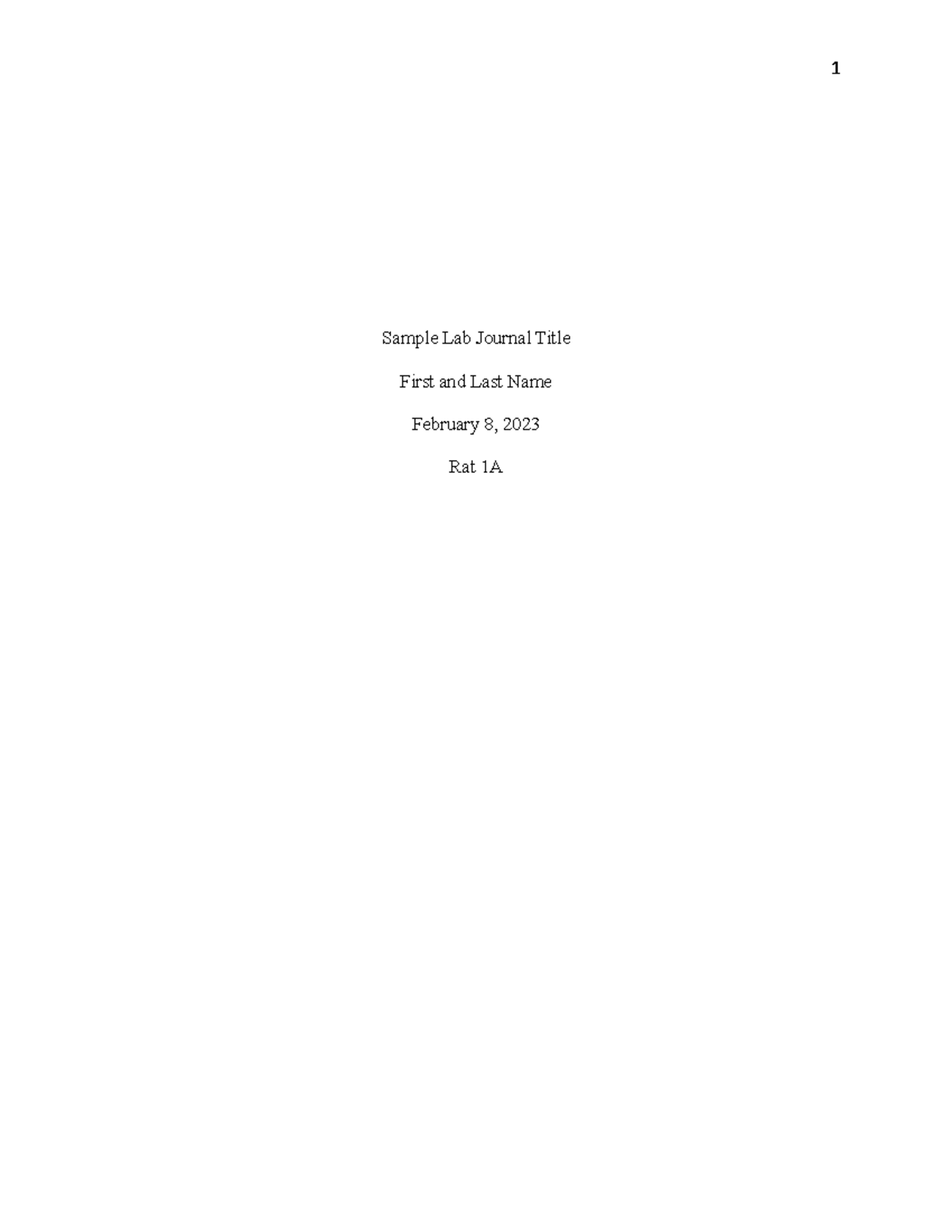 Template APA Style for Lab Reports - 1 Sample Lab Journal Title First ...