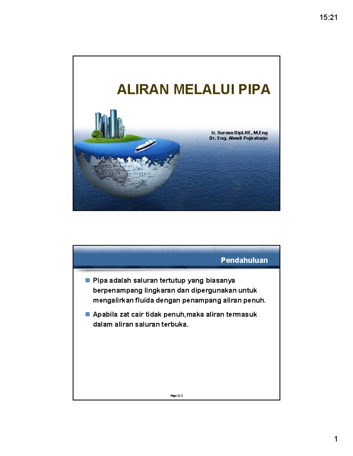 09 aliran melalui pipa - ALIRAN MELALUI PIPA Ir. Suroso Dipl, M Dr. Eng ...