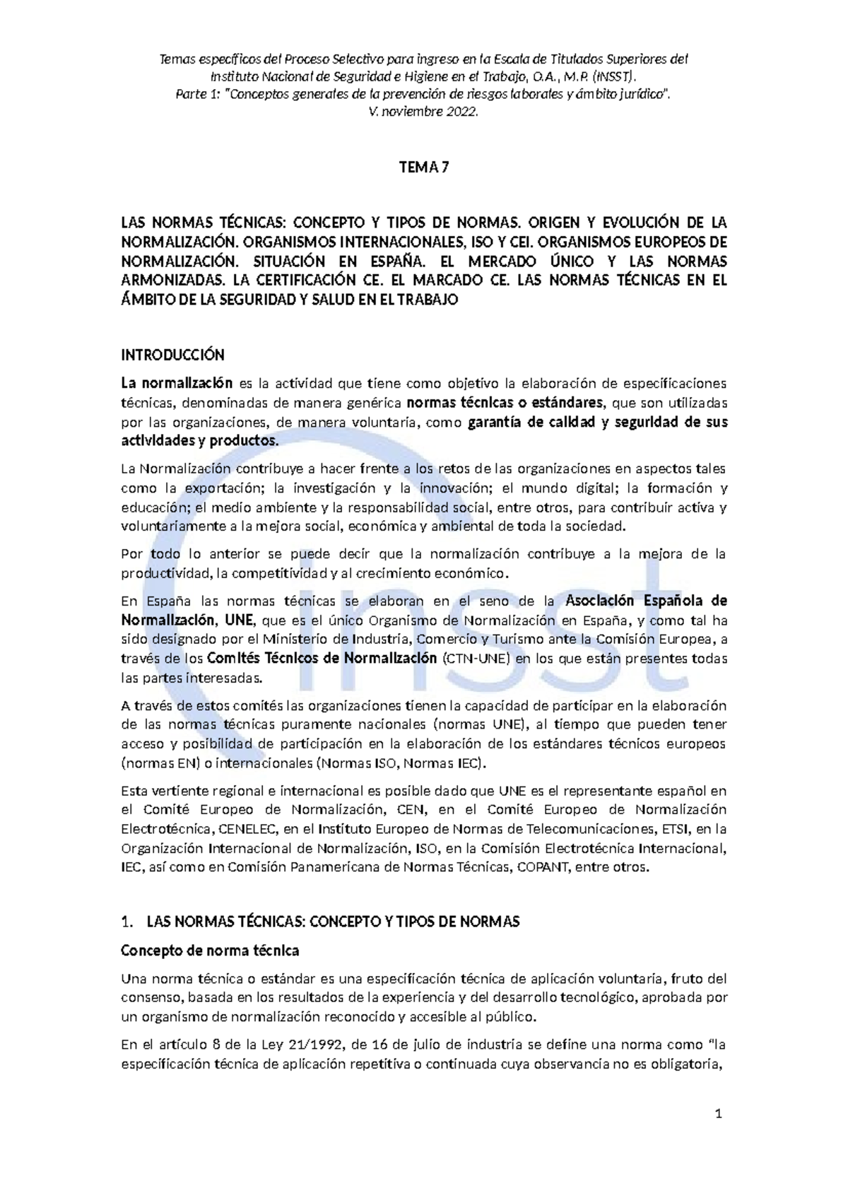 Tema 7. Las normas técnicas (1) - Temas específicos del Proceso ...