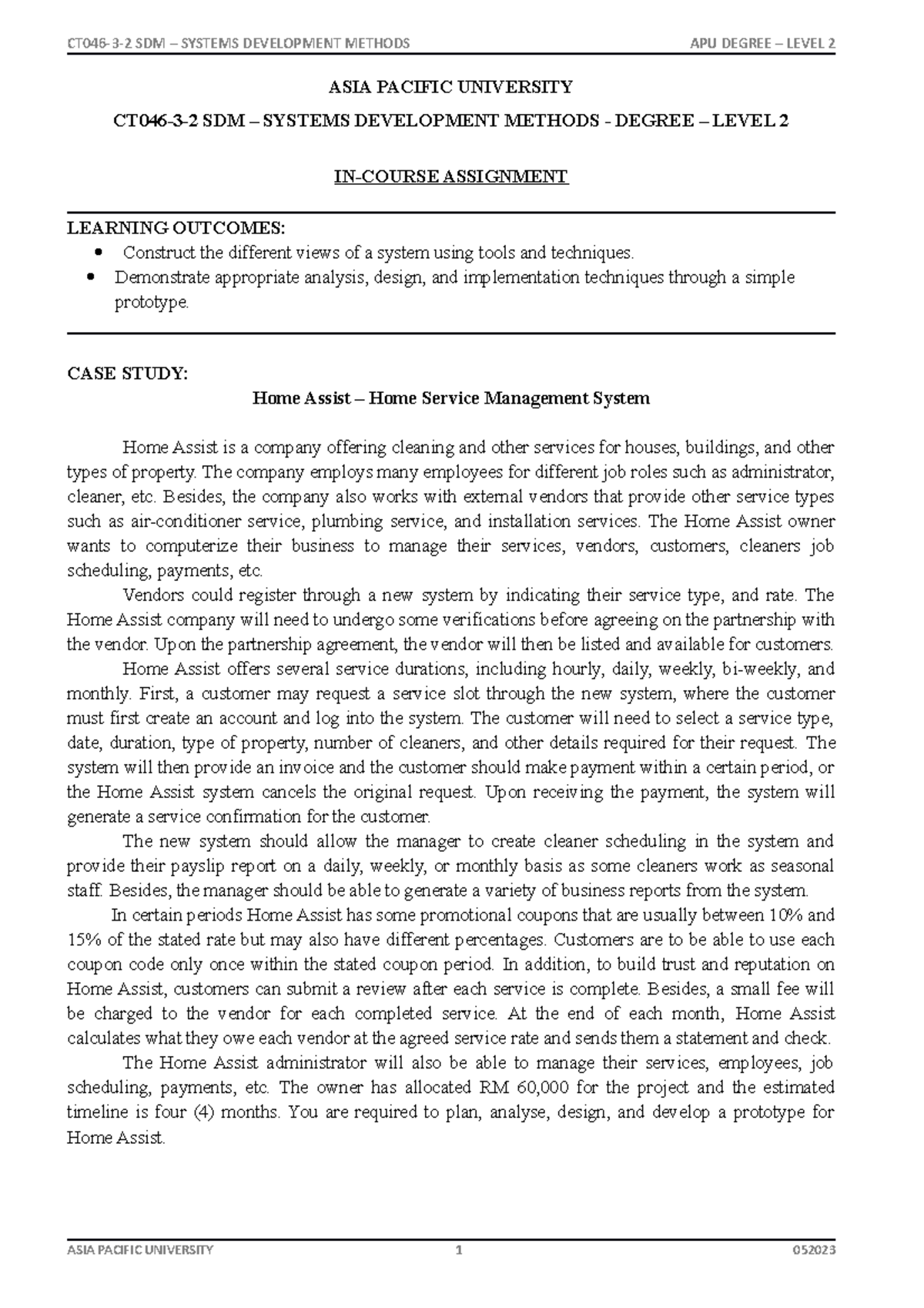 1. Assignment Question SDM2309 - ASIA PACIFIC UNIVERSITY CT046-3-2 SDM ...