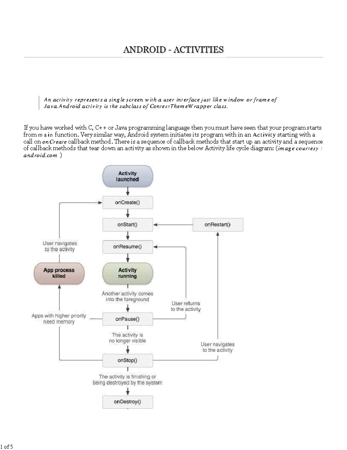 7. Android Activities - work - An activity represents a single screen w ith a user interface ...