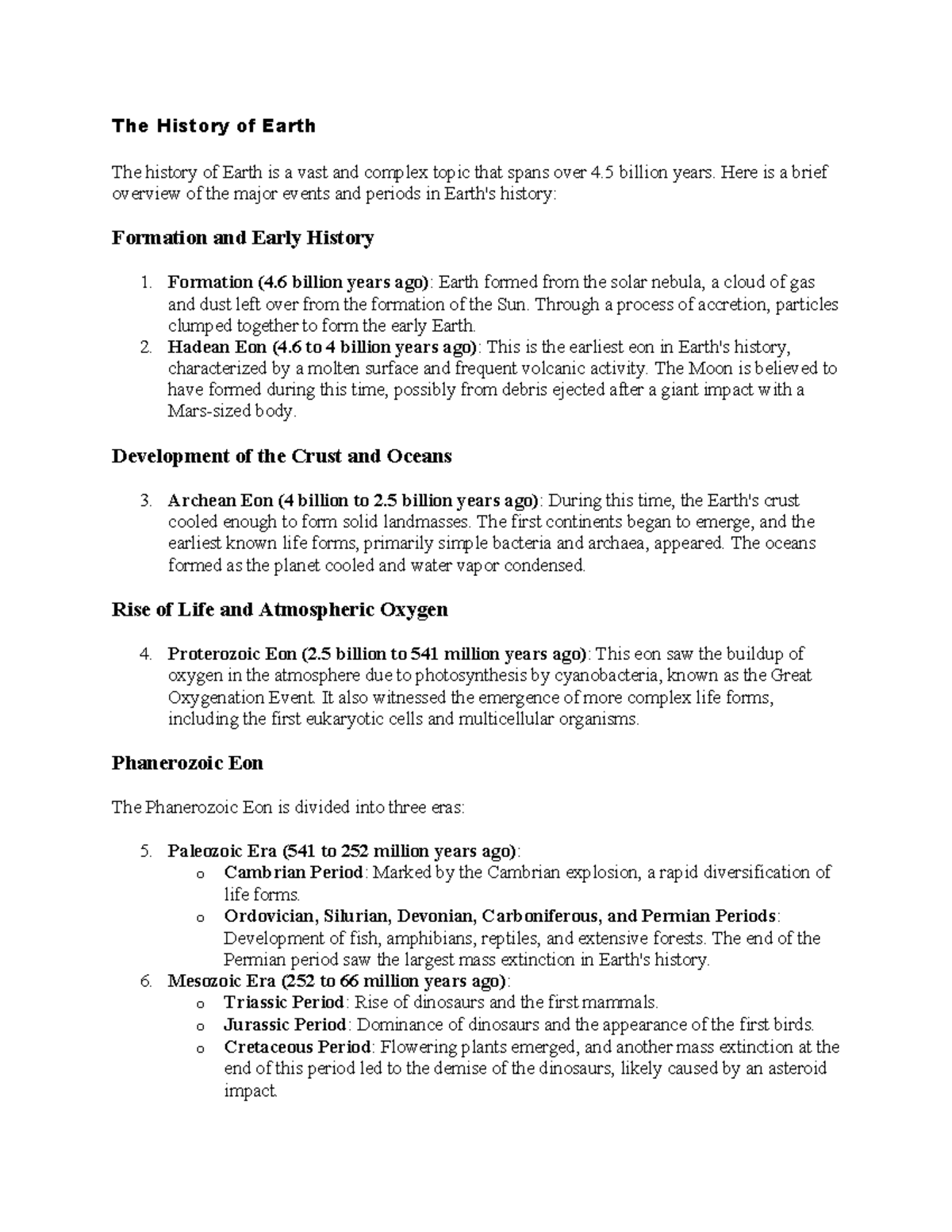 The History of Earth - Here is a brief overview of the major events and ...