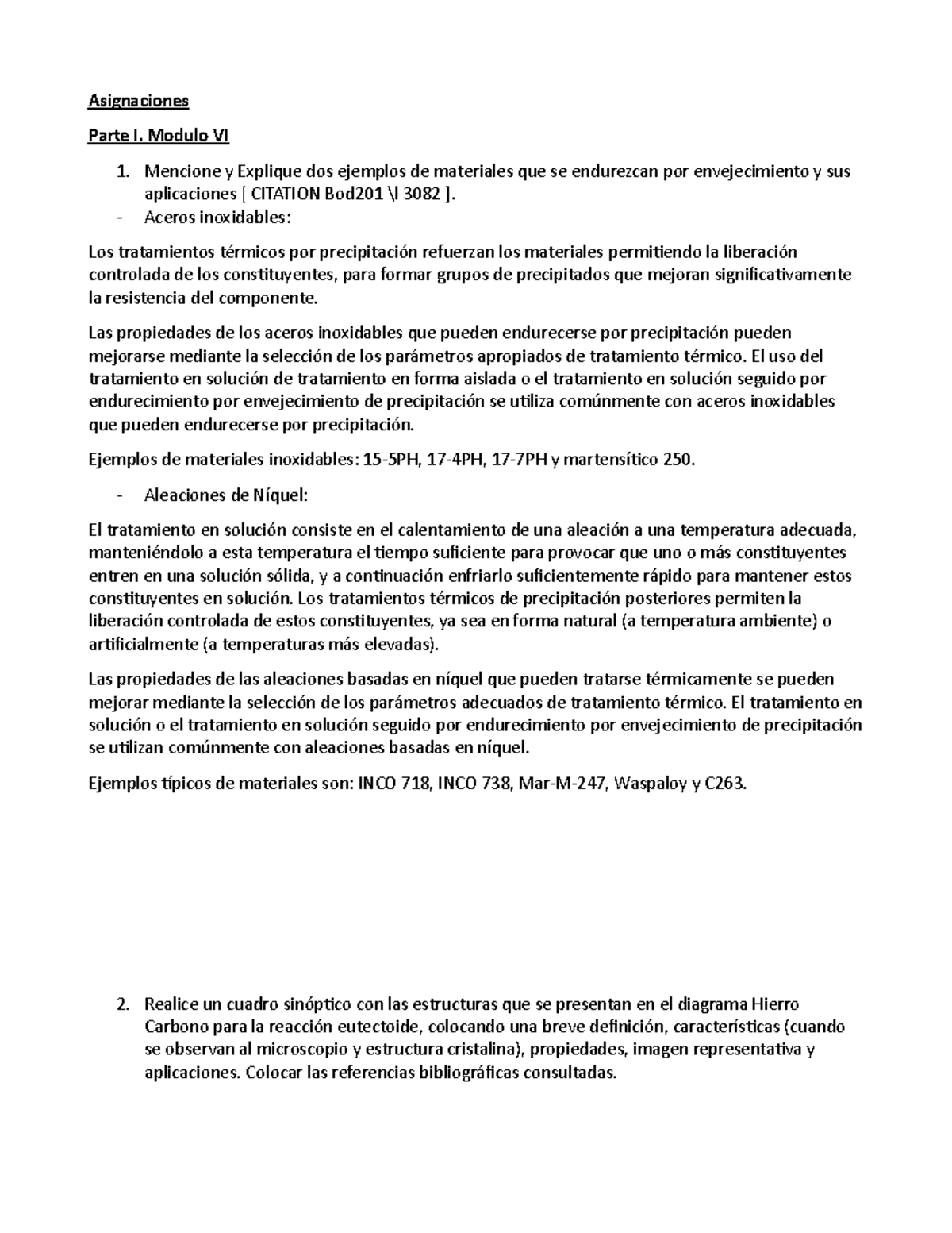 Modulo IV - Ciencias de los materiales - Asignaciones Parte I. Modulo ...