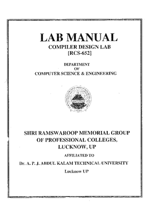 Compiler Design Lab - cd manual - COMPILER DESIGN LABORATORY MANUAL AND RECORD B (R18) (III YEAR ...