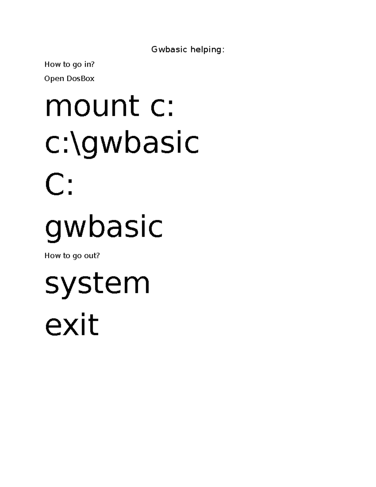 Mount c gwbasic - Gwbasic helping: How to go in? Open DosBox mount c: c ...