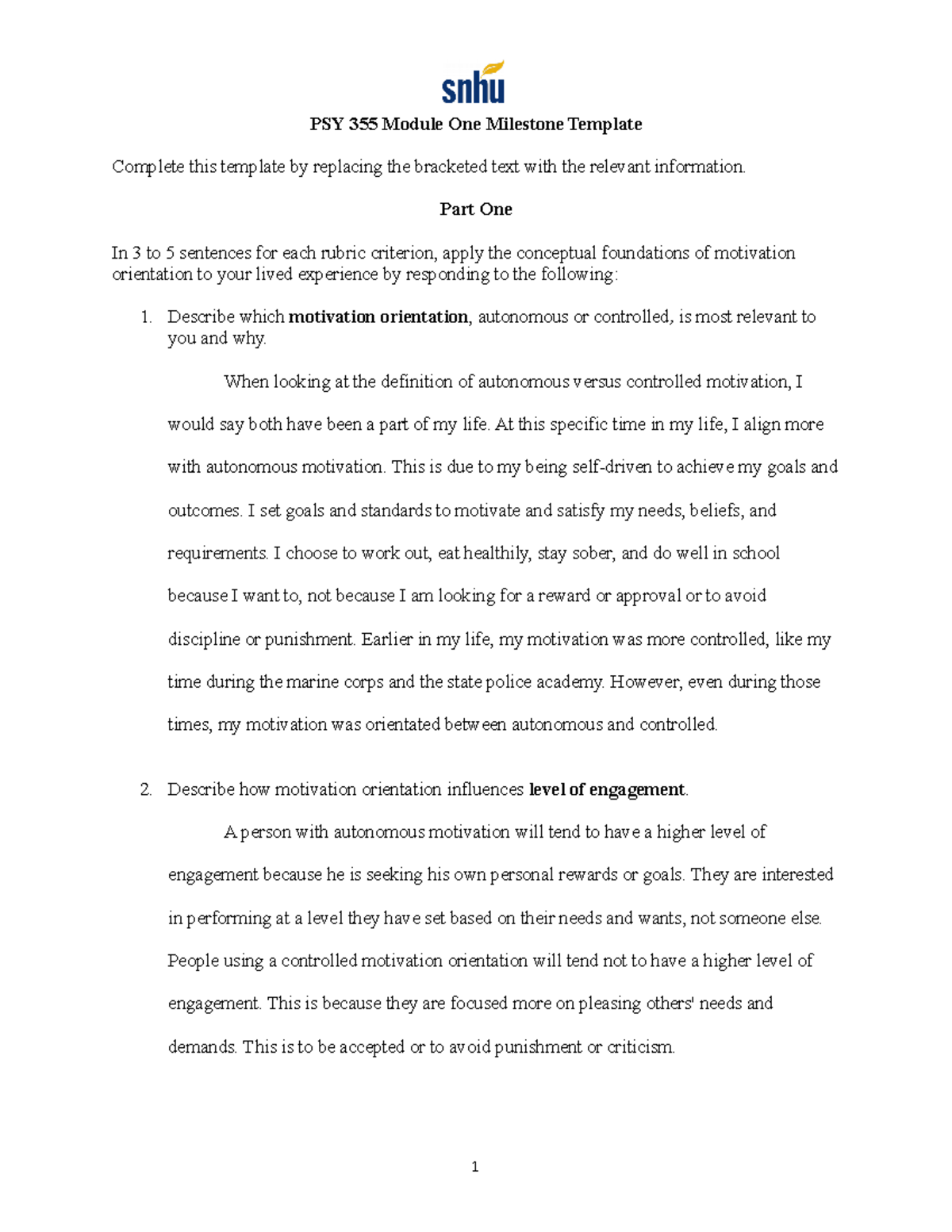 PSY 355 Module One Milestone Template - PSY 355 Module One Milestone Template Complete this ...