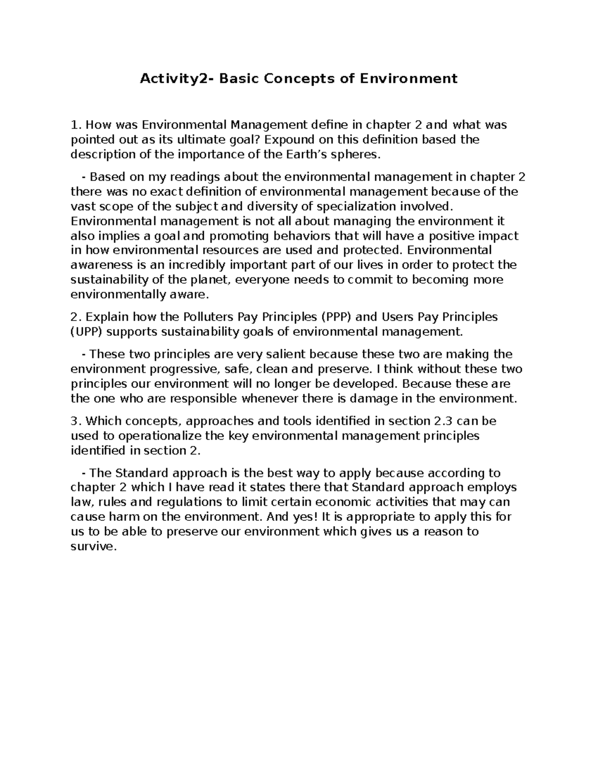Environmental Management - Activity 2 - Activity2- Basic Concepts of ...