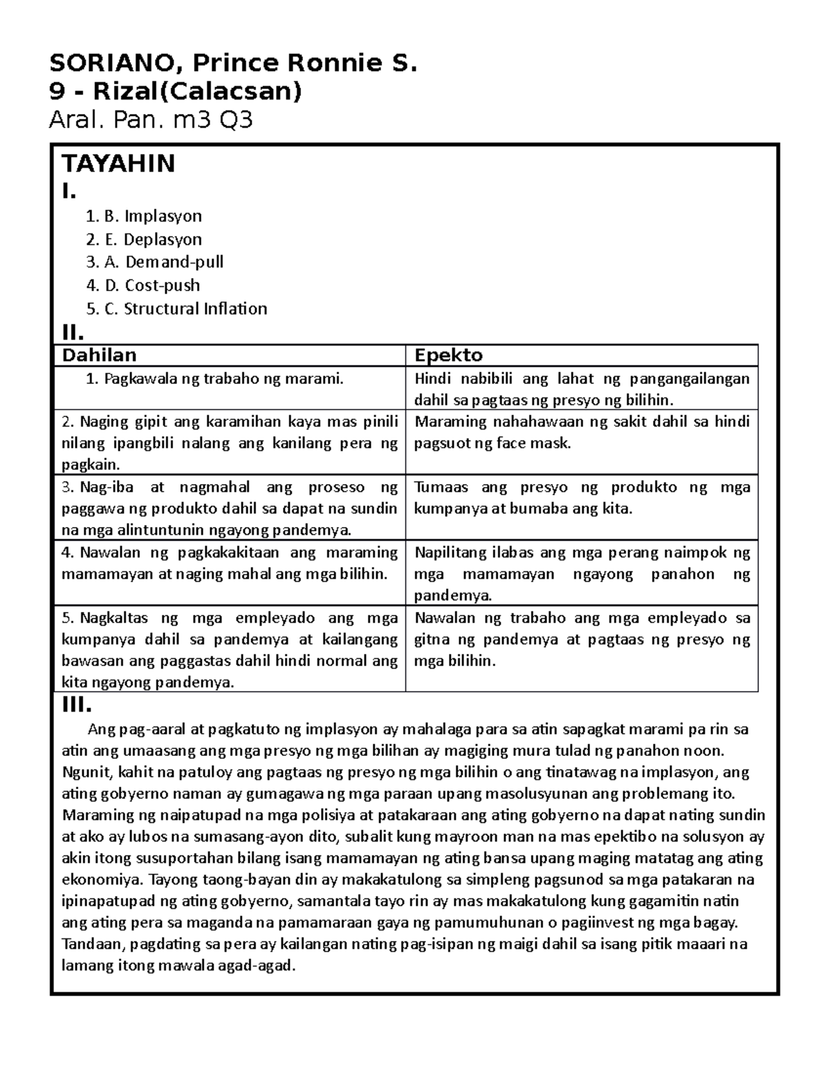 Aral Pan Quarter 3 week 4 - 9 - Rizal(Calacsan) Aral. Pan. m3 Q TAYAHIN ...