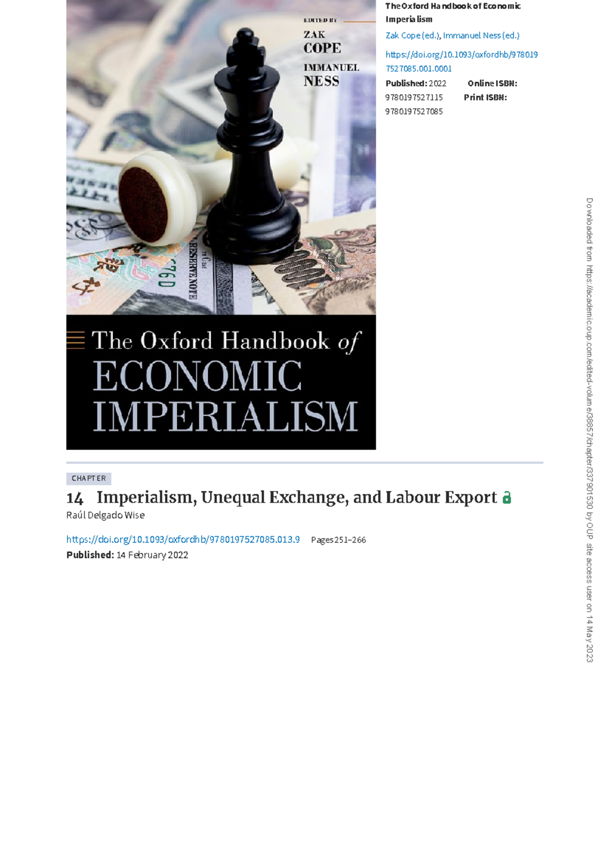 Imperialism Unequal Exchange and Labour - The Oxford Handbook of ...