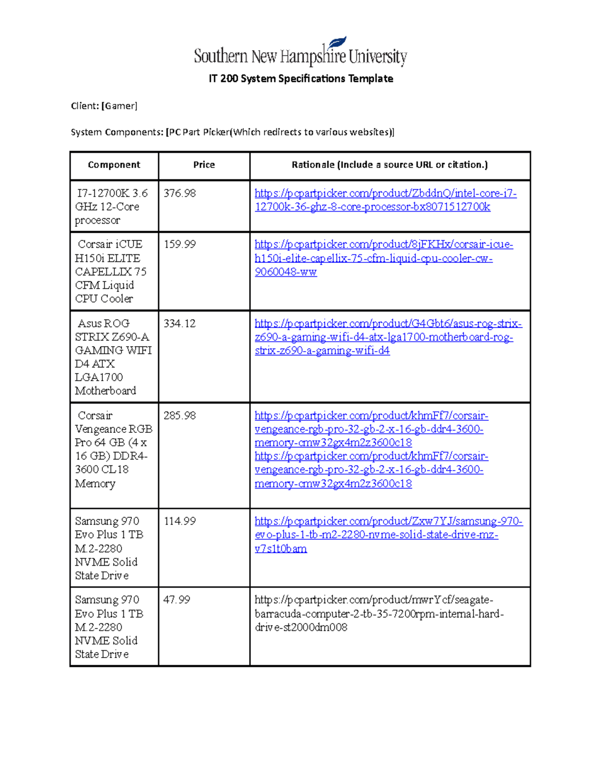 IT 200 System Specifications Template - IT 200 System Specifications ...