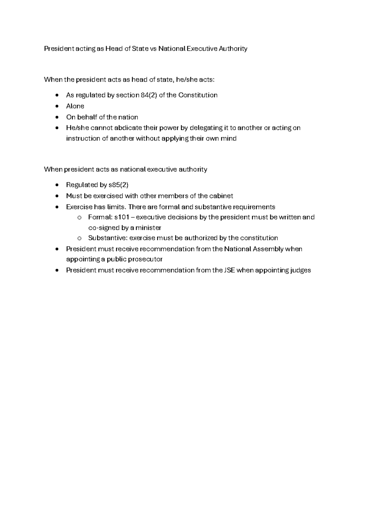 President as Head of State vs National Executive Authority - President ...