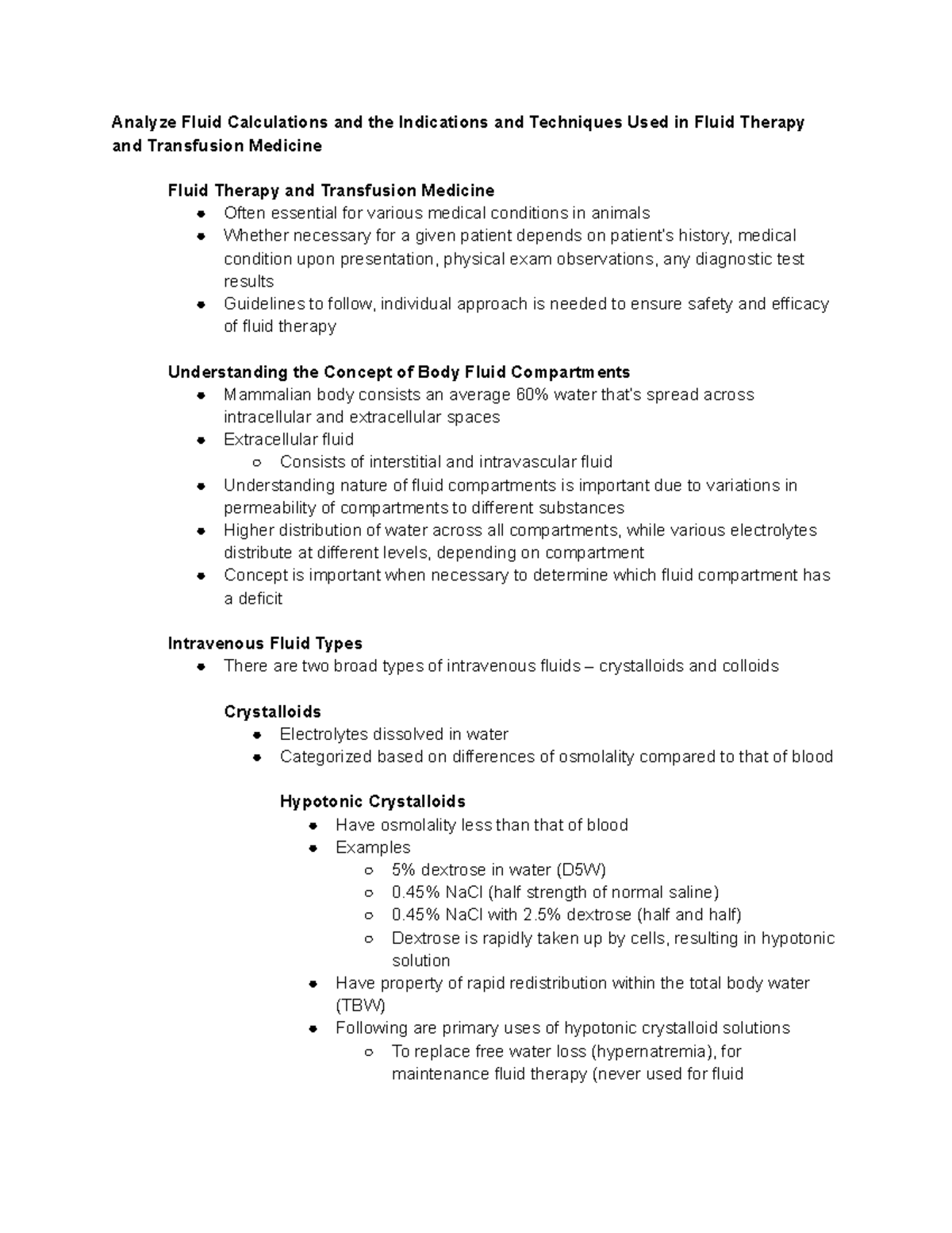 Fluid Calculation and Indications and Techniques Used in Fluid Therapy ...