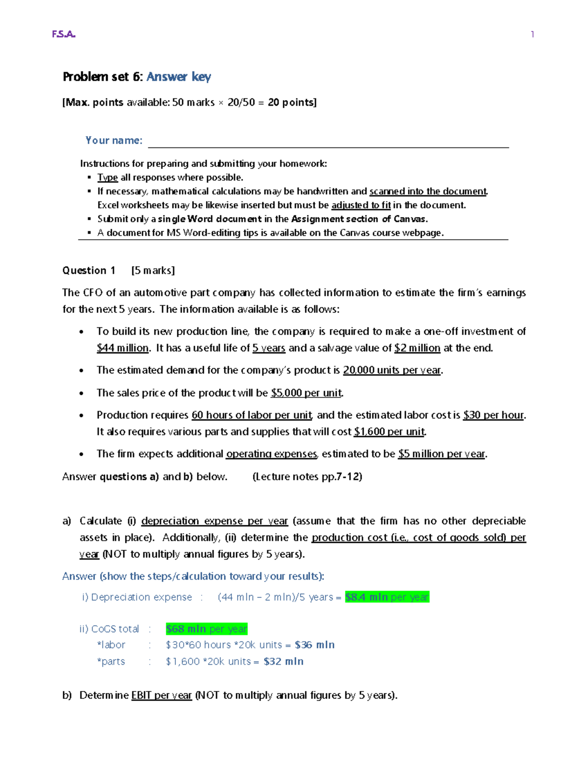 Fsa PS key 6 - Problem Set Key 6 - Problem set 6 : Answer key [Max ...