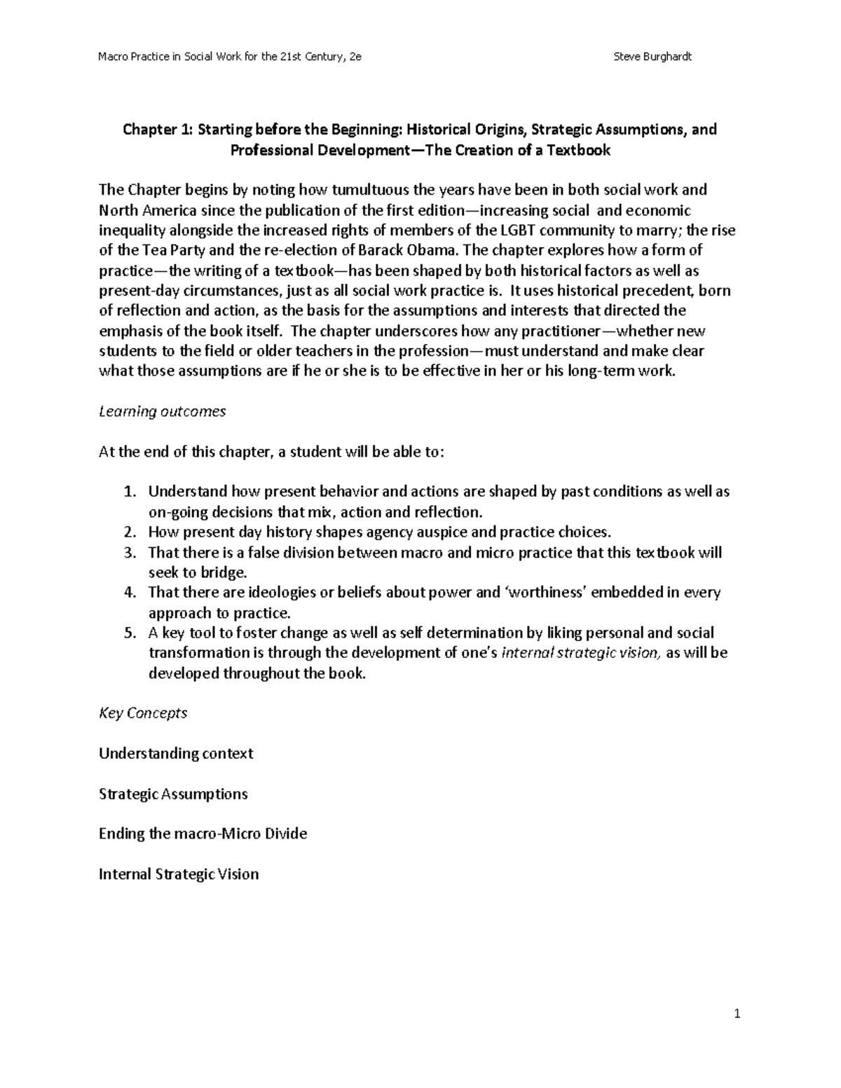 Burghardt Chapter 1 Outline - Macro Practice in Social Work for the ...