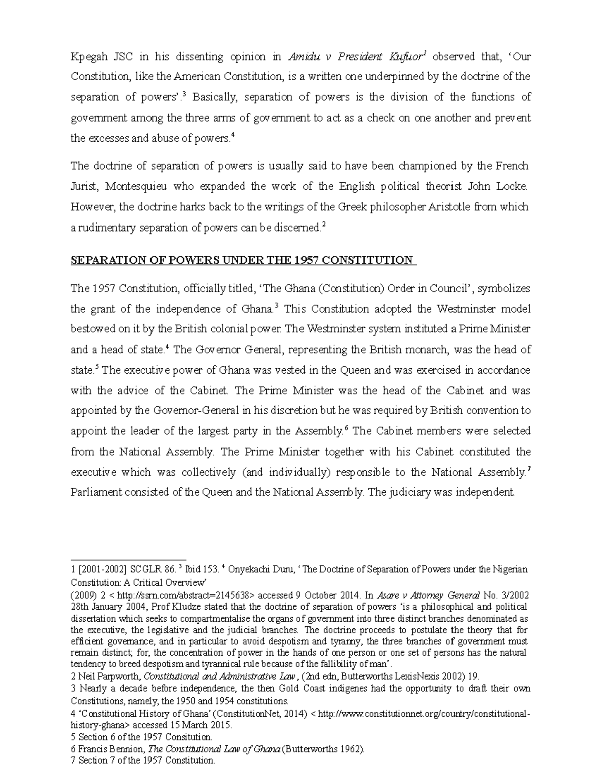 SOP - Executive Power in Ghana under review under the 1992 constitution ...