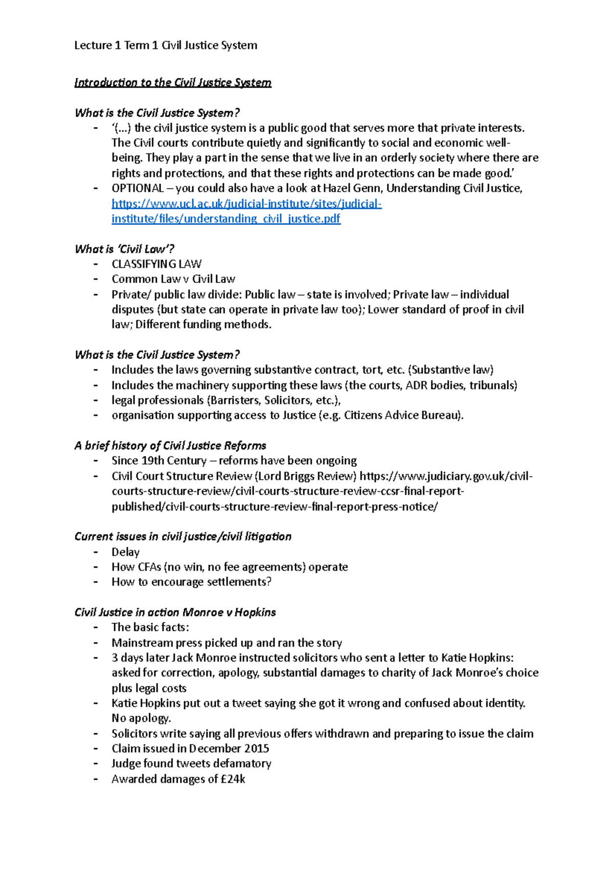 Lecture 1 Term 1 Civil Justice System studocu - Lecture 1 Term 1 Civil ...