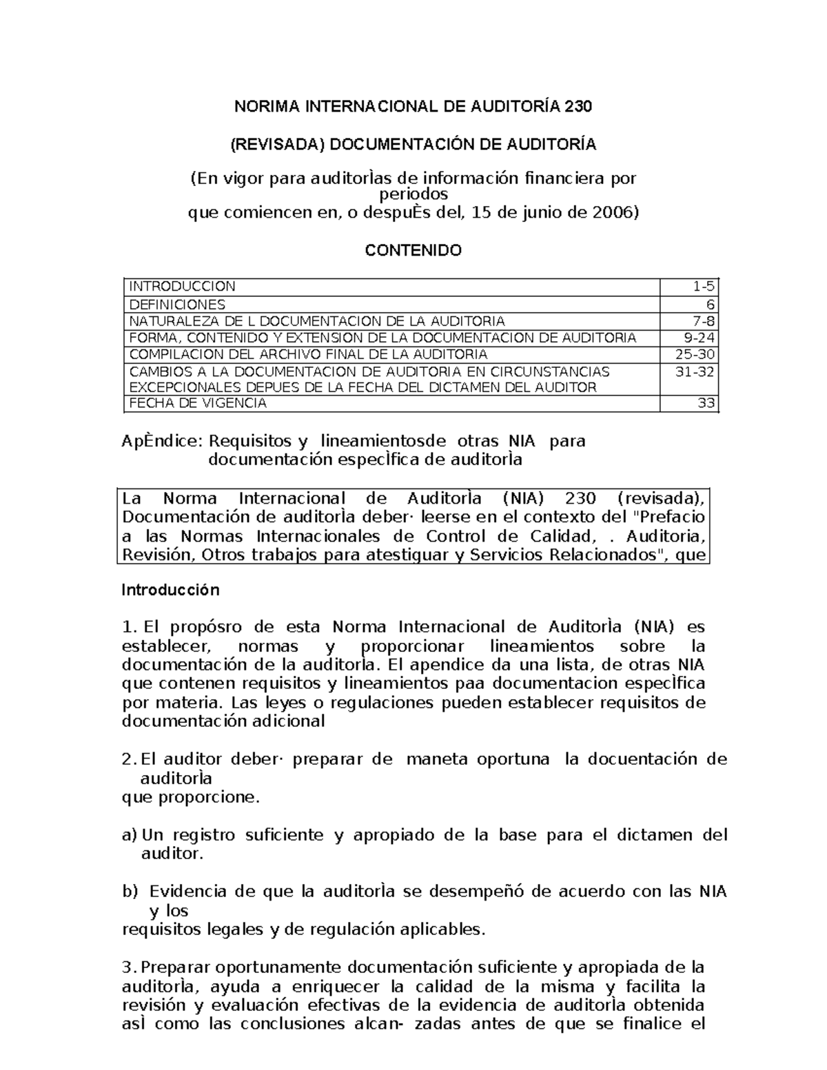 NIA 230 - La Norma Internacional de AuditorÌa (NIA) 230 (revisada ...