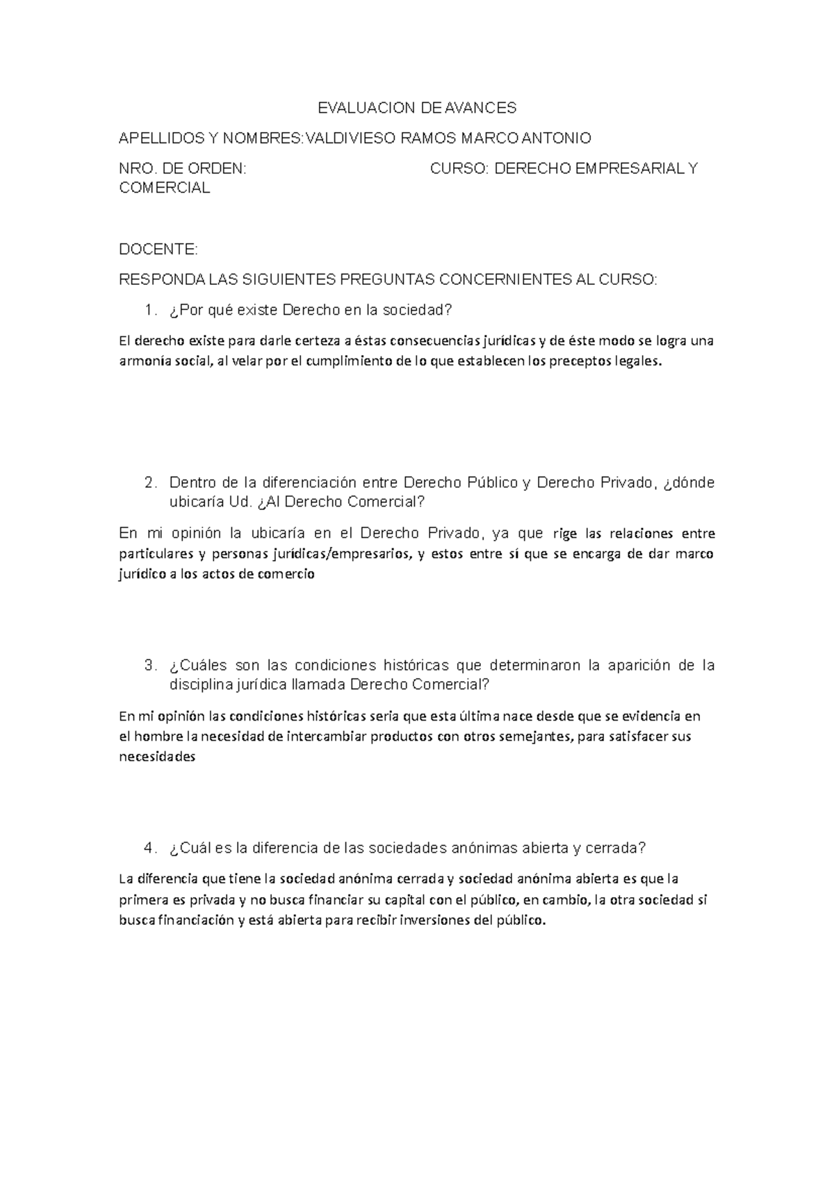 Evaluacion DE Avances - fewfewfew - EVALUACION DE AVANCES APELLIDOS Y ...